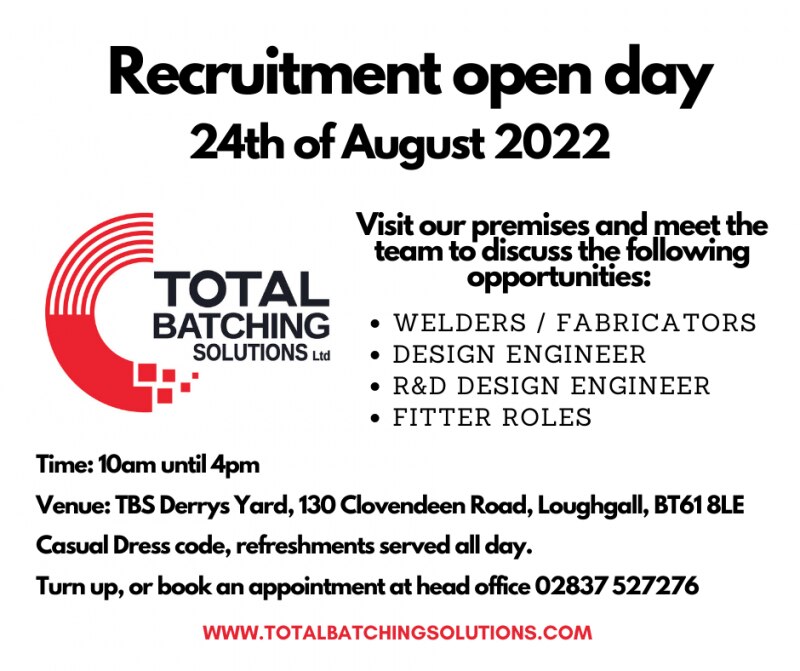 Recruitment Open Day at Total Batching Solutions - NIJobs Career Advice Recruitment Open Day at Total Batching Solutions - NIJobs Career Advice